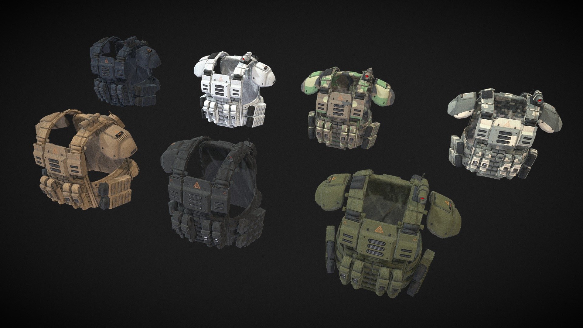 Military "Recon" Combat Vest Camo Bundle - 3D model by Outworld Studios ...