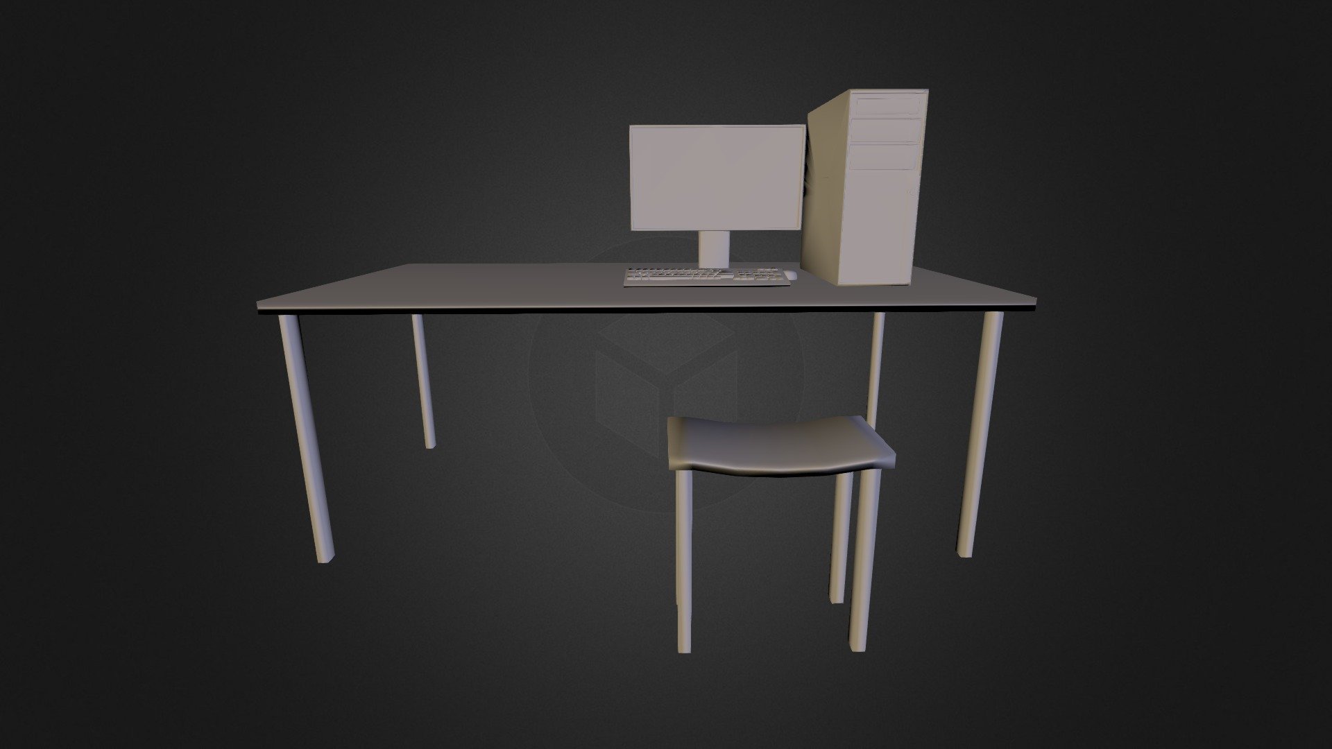 Desk & PC - 3D model by kudagras [084f0b8] - Sketchfab