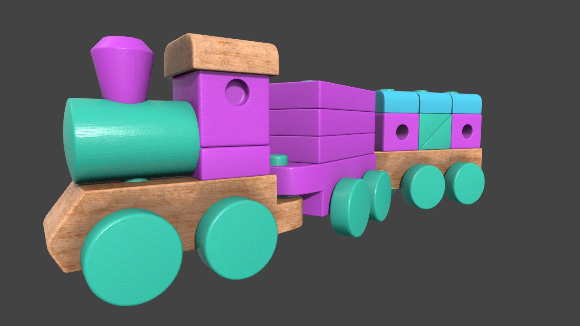 Wooden toy train - 3D model by felicio.art [0851ad2] - Sketchfab