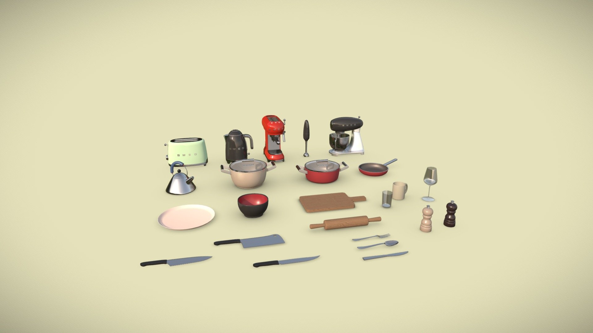 Kitchen Items Pack - 24 Items - 3D model by burakonur99 [08566ae ...