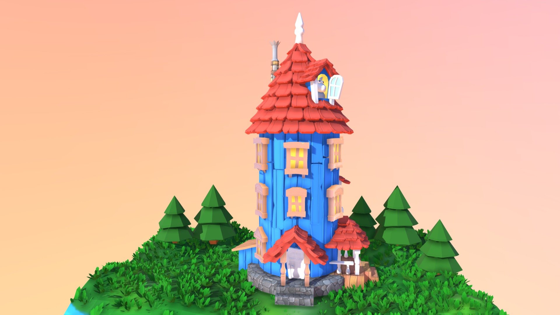Moomin house - 3D model by kpblckaaa [086c1e2] - Sketchfab