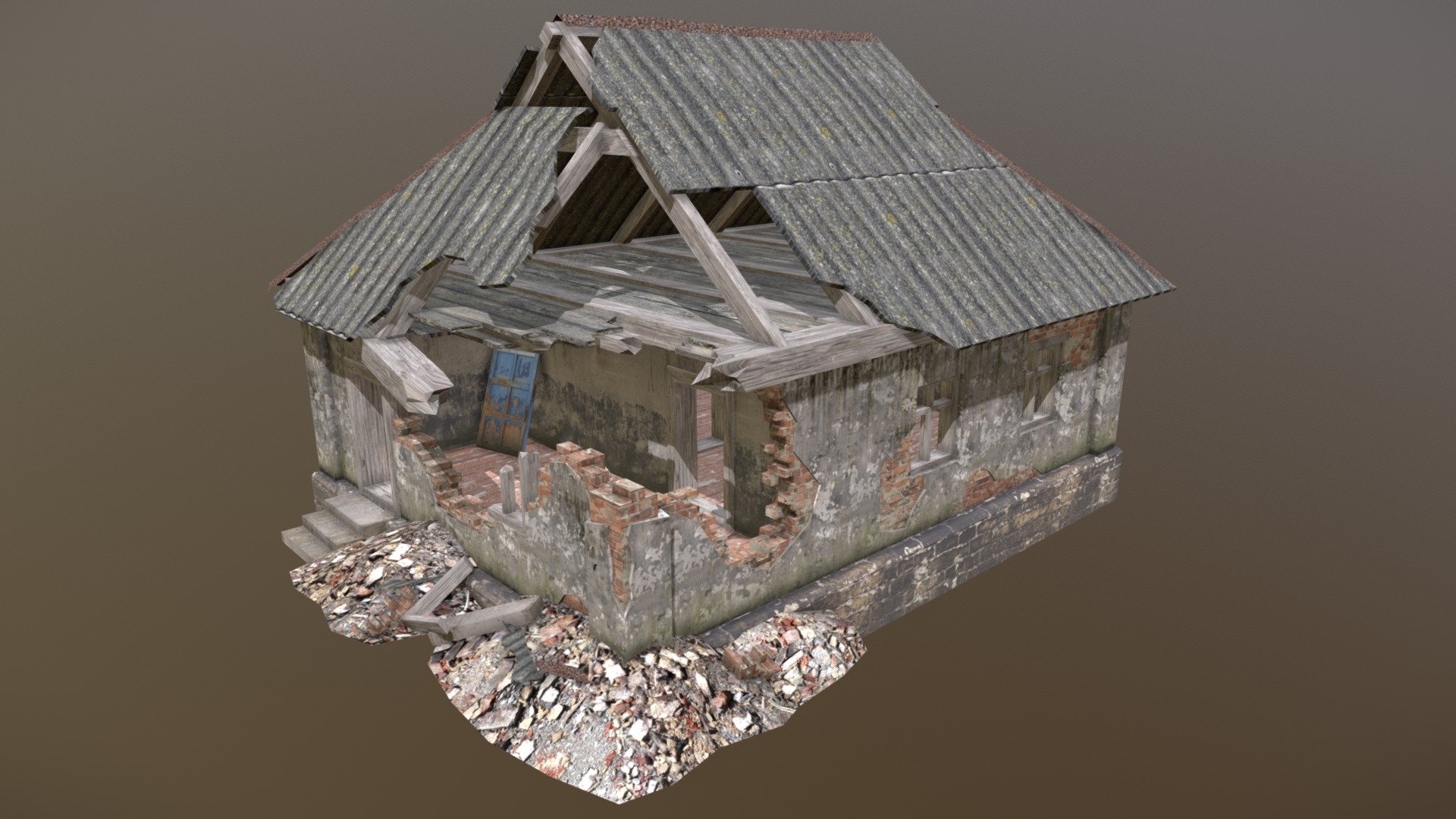 Destroyed brick house - 3D model by owlmadmax [086d0ef] - Sketchfab