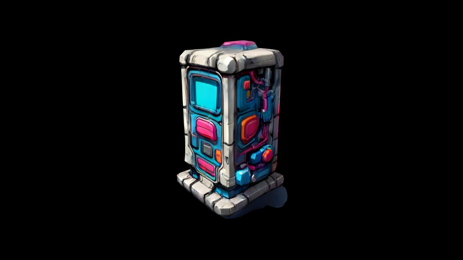 A cube-shaped robot with a blue and gray exterio - Download Free 3D ...