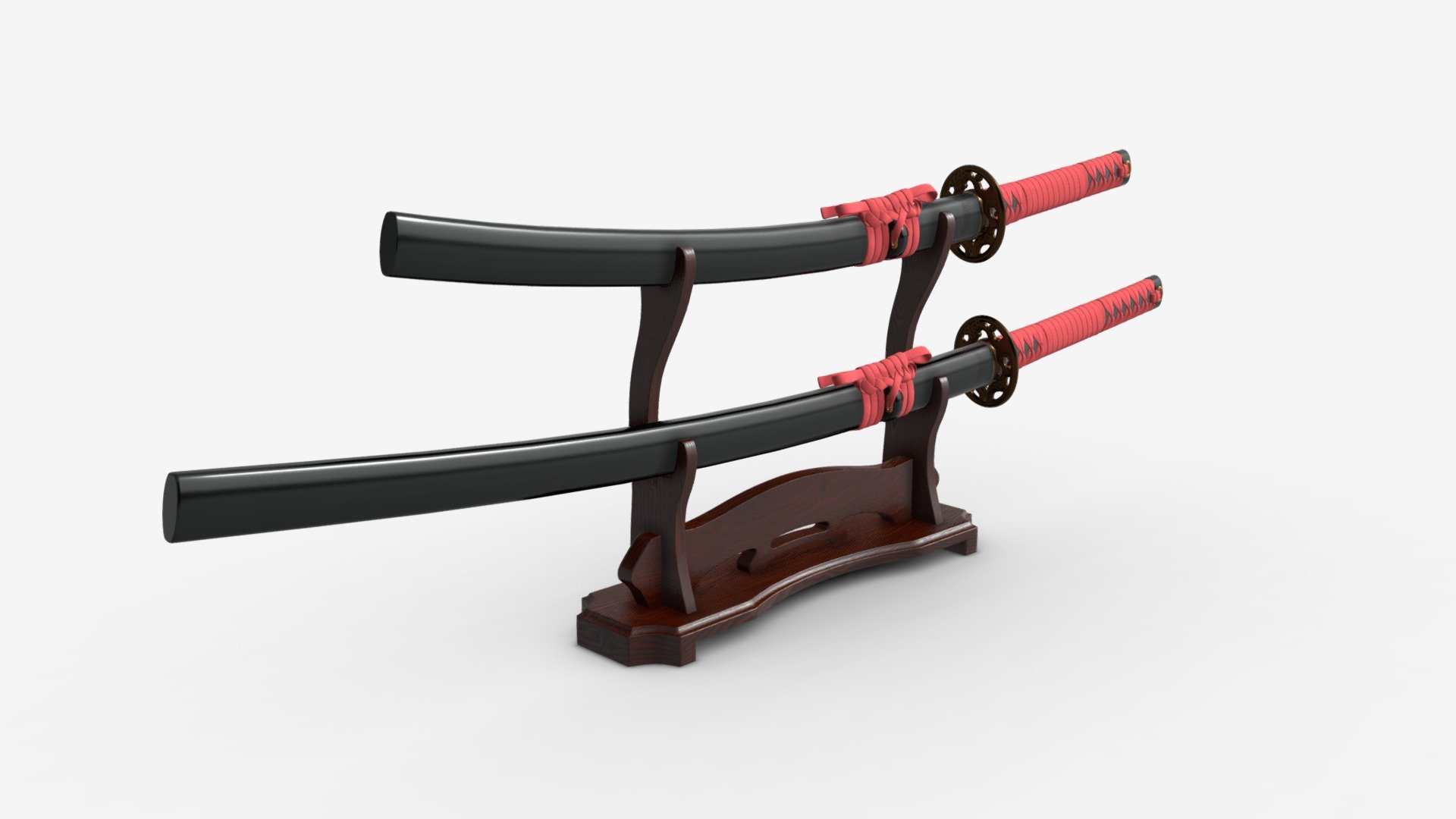 Japanese two sword Katana Wakizashi on a stand - Buy Royalty Free 3D ...