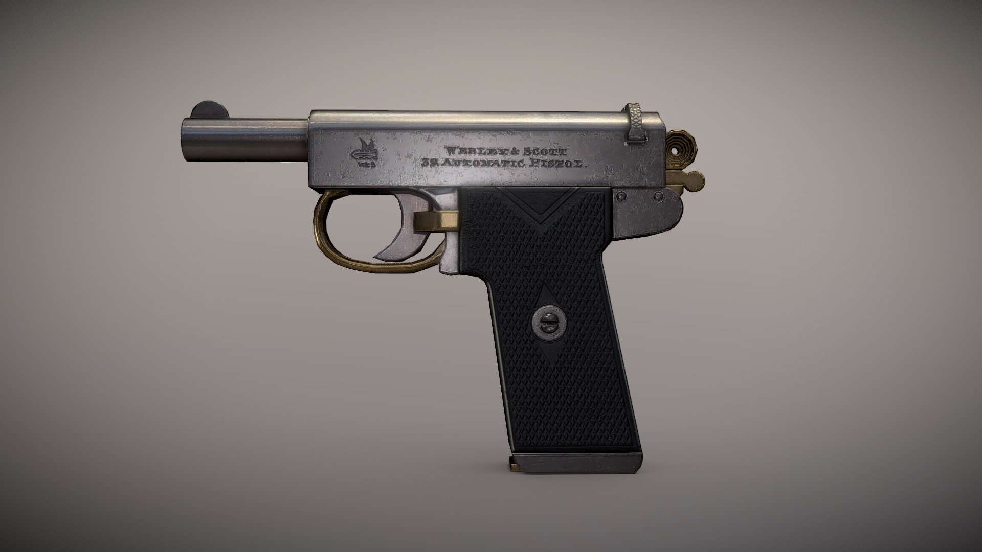 Webley & Scott 1905 Self-Loading pistol - Buy Royalty Free 3D model by ...