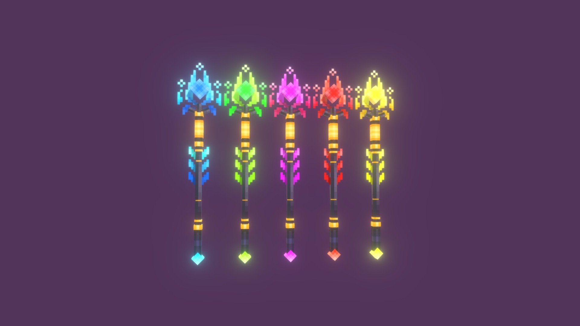 Obsidian Flower Magic Staffs - 3D model by Vaskel [089972e] - Sketchfab
