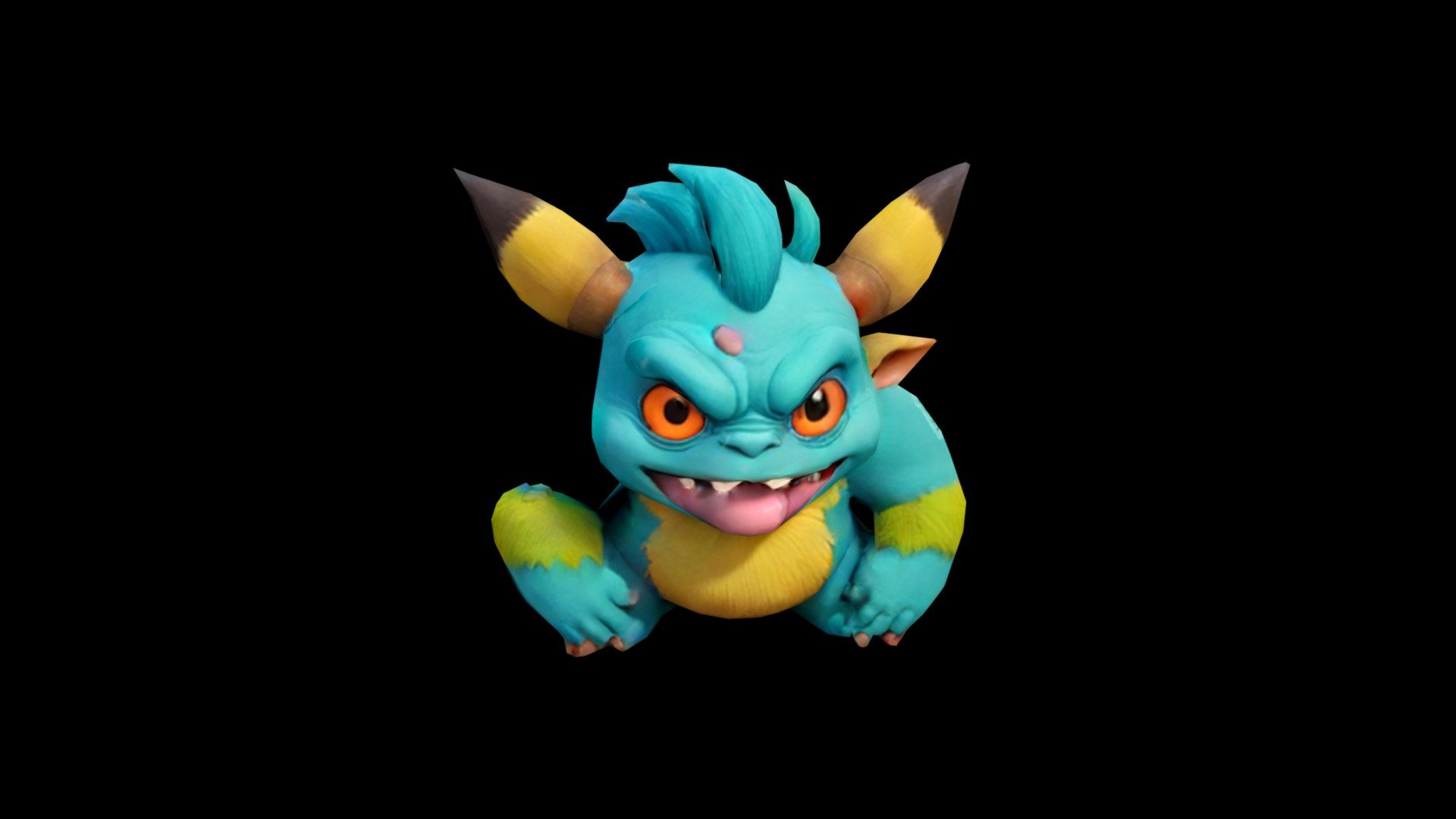 Electric Blue Cartoon Mammal Happy Aqua Toy with - Download Free 3D ...