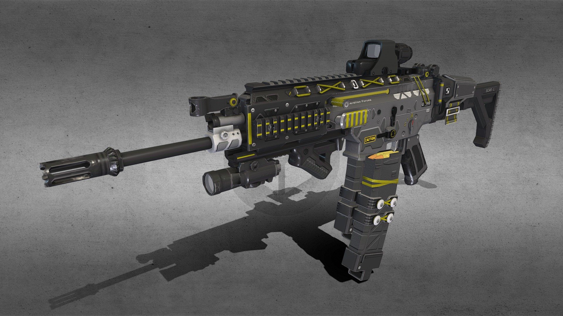 AVA's SCAR-L Black Lemon - 3D model by alx_flameniro [08b30c9] - Sketchfab