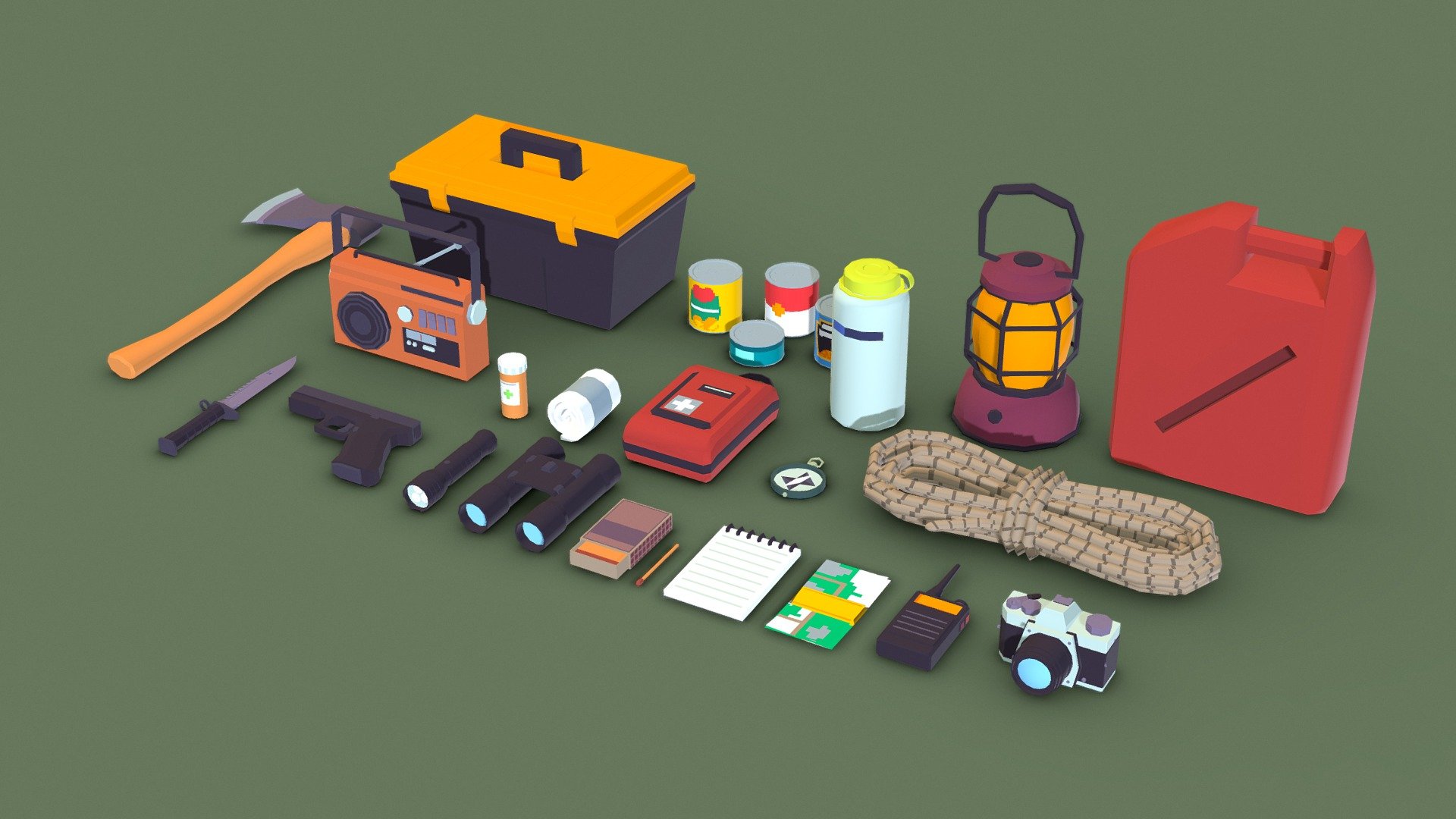Low Poly Survival Game Props - Buy Royalty Free 3D model by cha ...