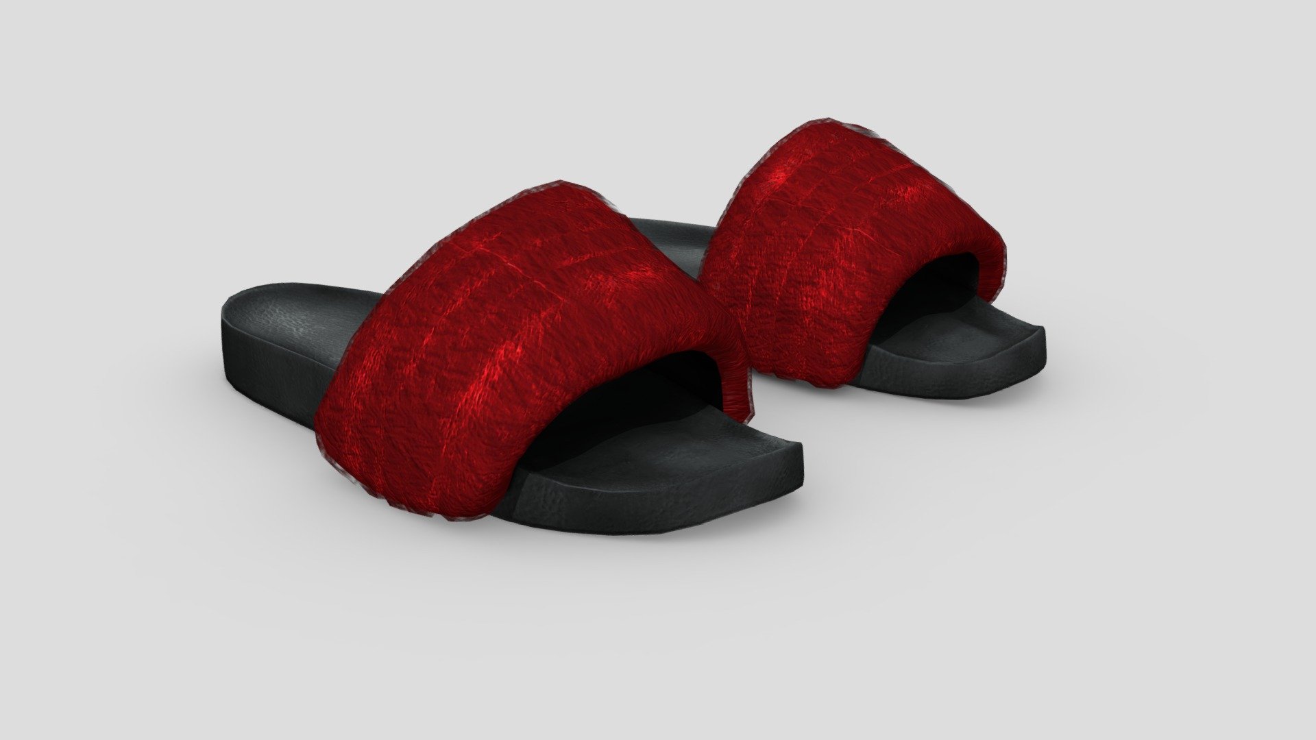 Women's Slide Slippers With Fur - Buy Royalty Free 3D model by ...
