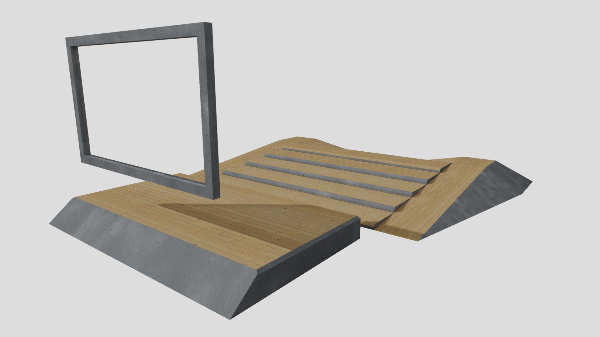 Low-Poly Stage w/ tiered seating & screen - Download Free 3D model by ...