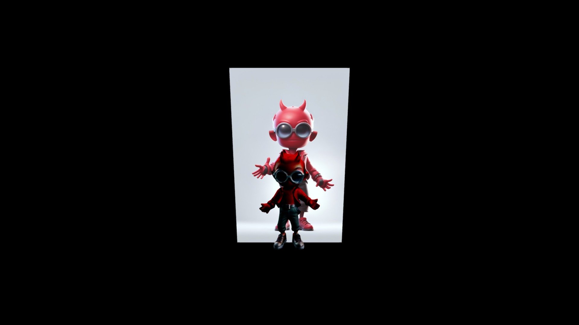 a red devil with sunglasses and a red jacket, fu - Download Free 3D ...