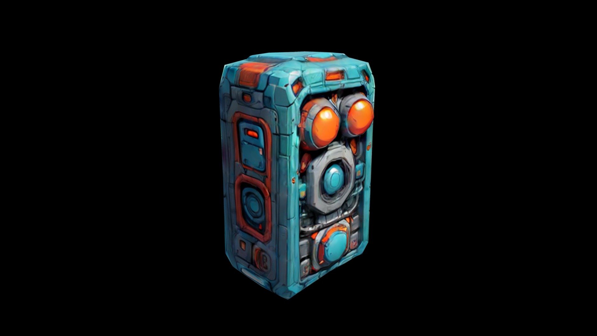 A futuristic robot gear with blue and orange acc - Download Free 3D ...