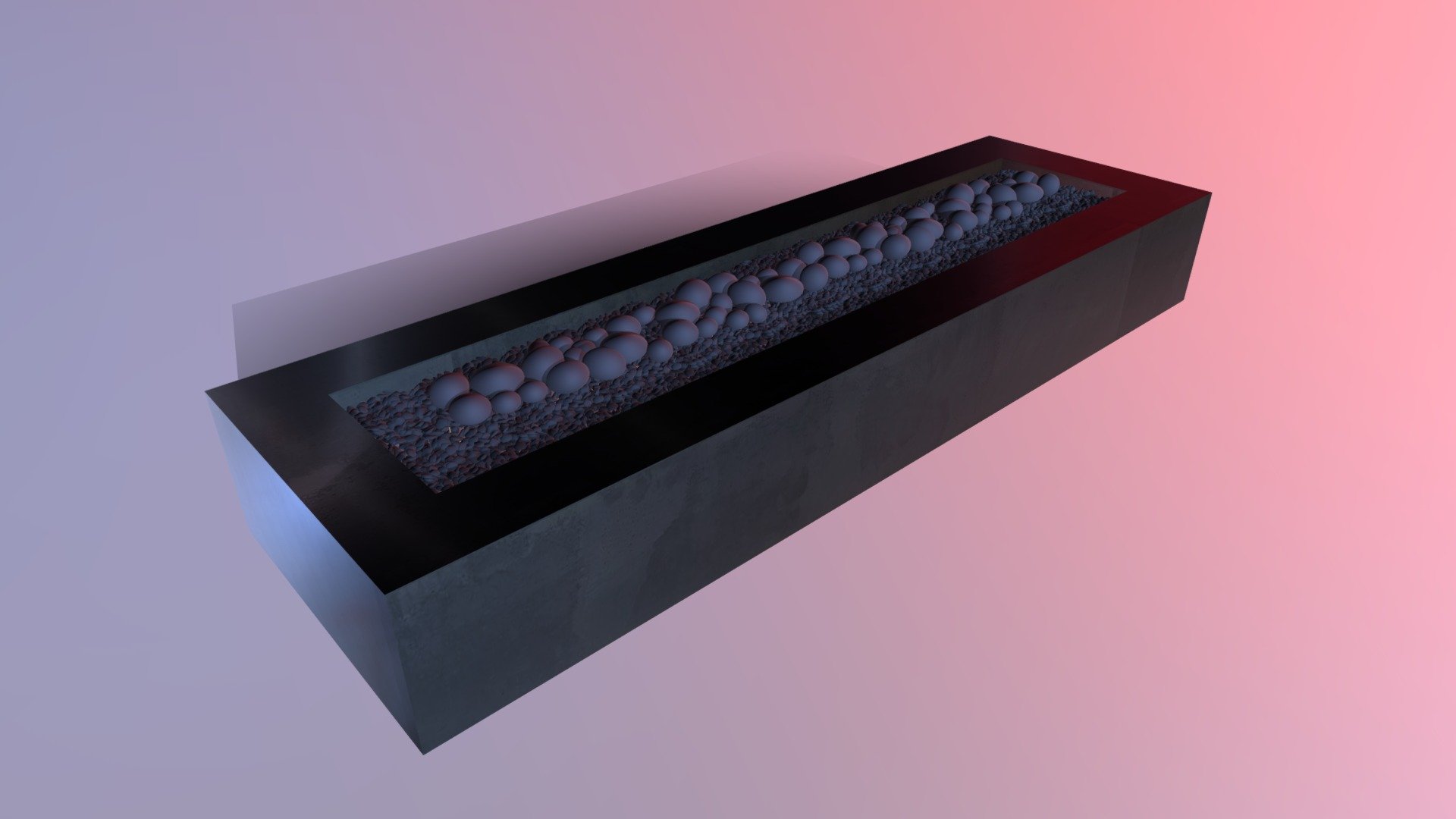 36in x 120in Custom Fire Pit with Fire Media - 3D model by Montana Fire ...