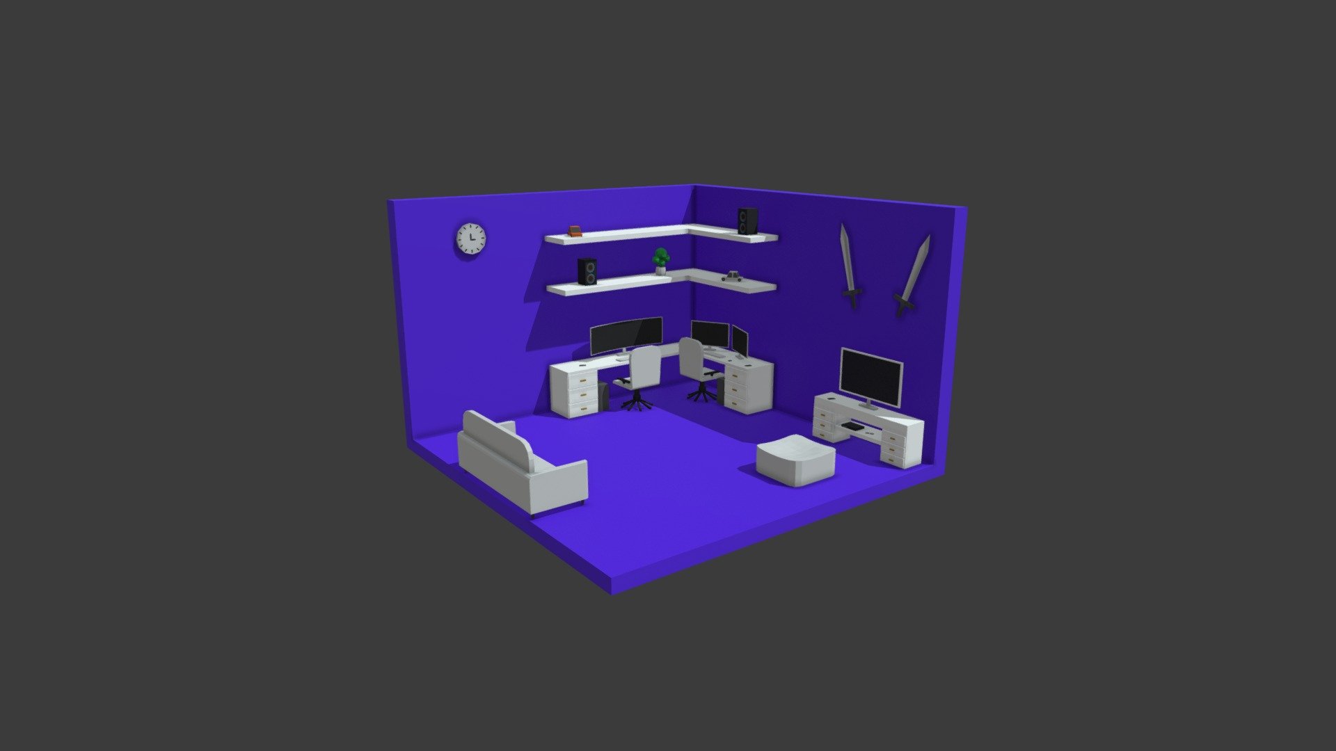 Low Poly Gaming Room - 3D model by Awbmegames [08f3b54] - Sketchfab