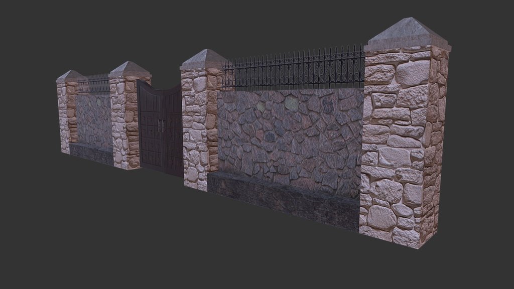 Stone Fence2 - 3D model by dvornik [0900394] - Sketchfab