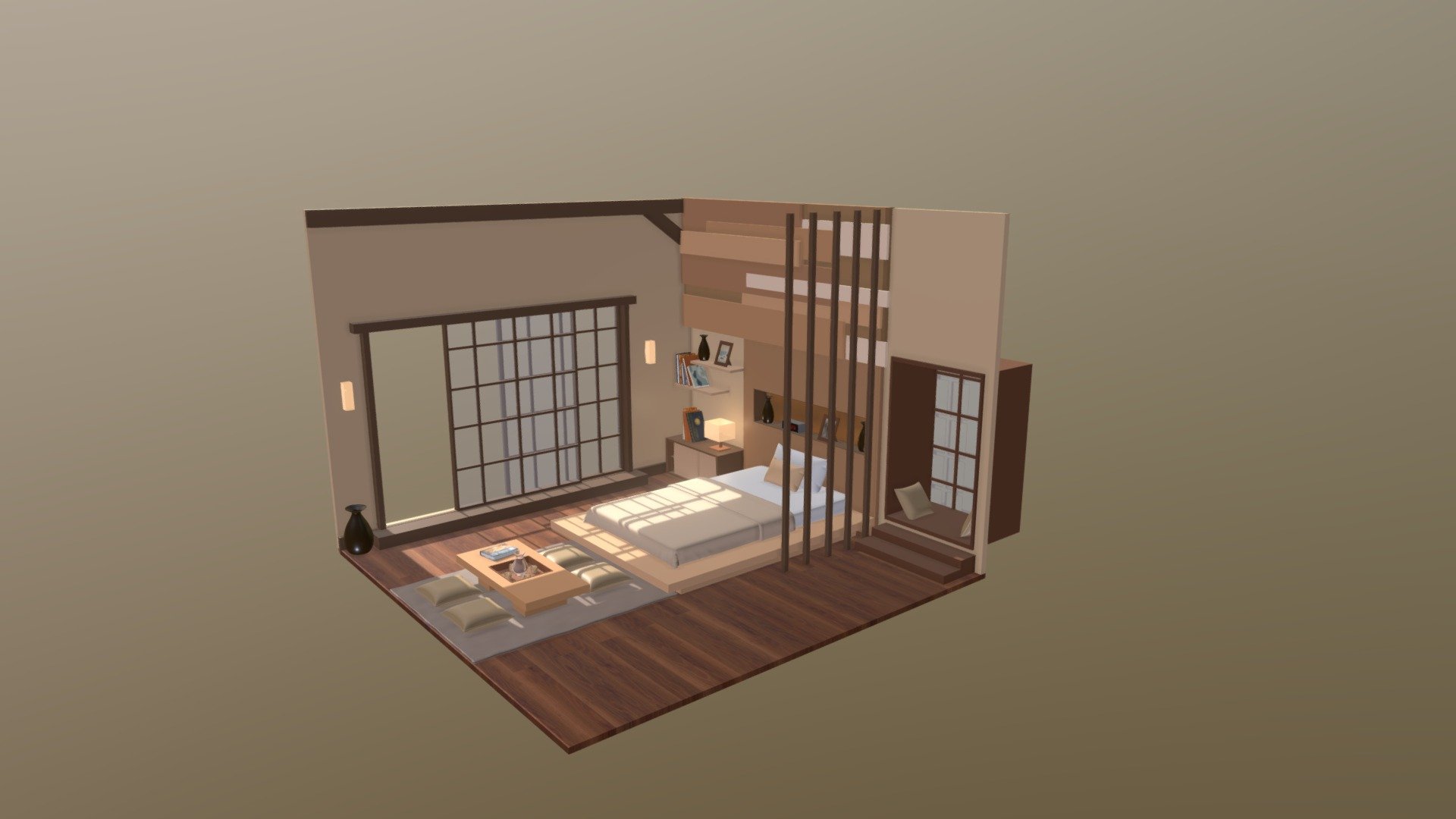 Modern Japanese Room - Isometric 3D - 3D model by adelinerahardja ...