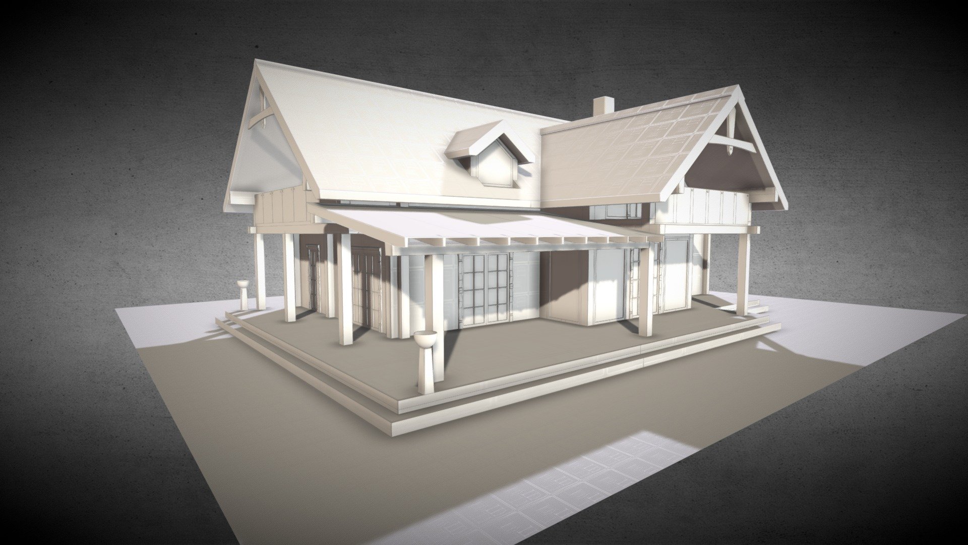 Modern log house 1127 - 3D model by Audrius (@audriokas) [0927a66 ...