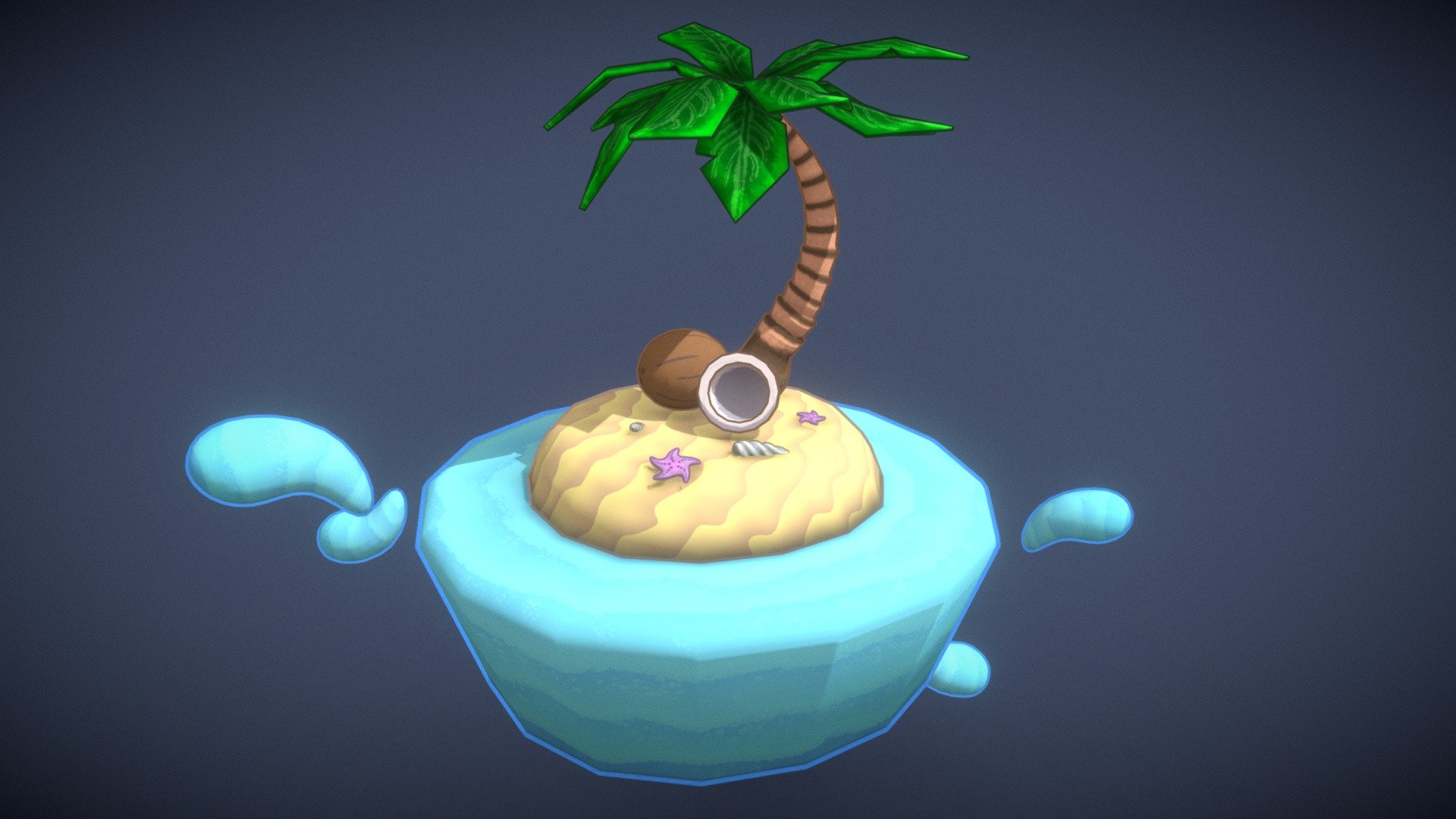Hand Painted Stylized Coconut Palm Tree Island - Download Free 3D model ...