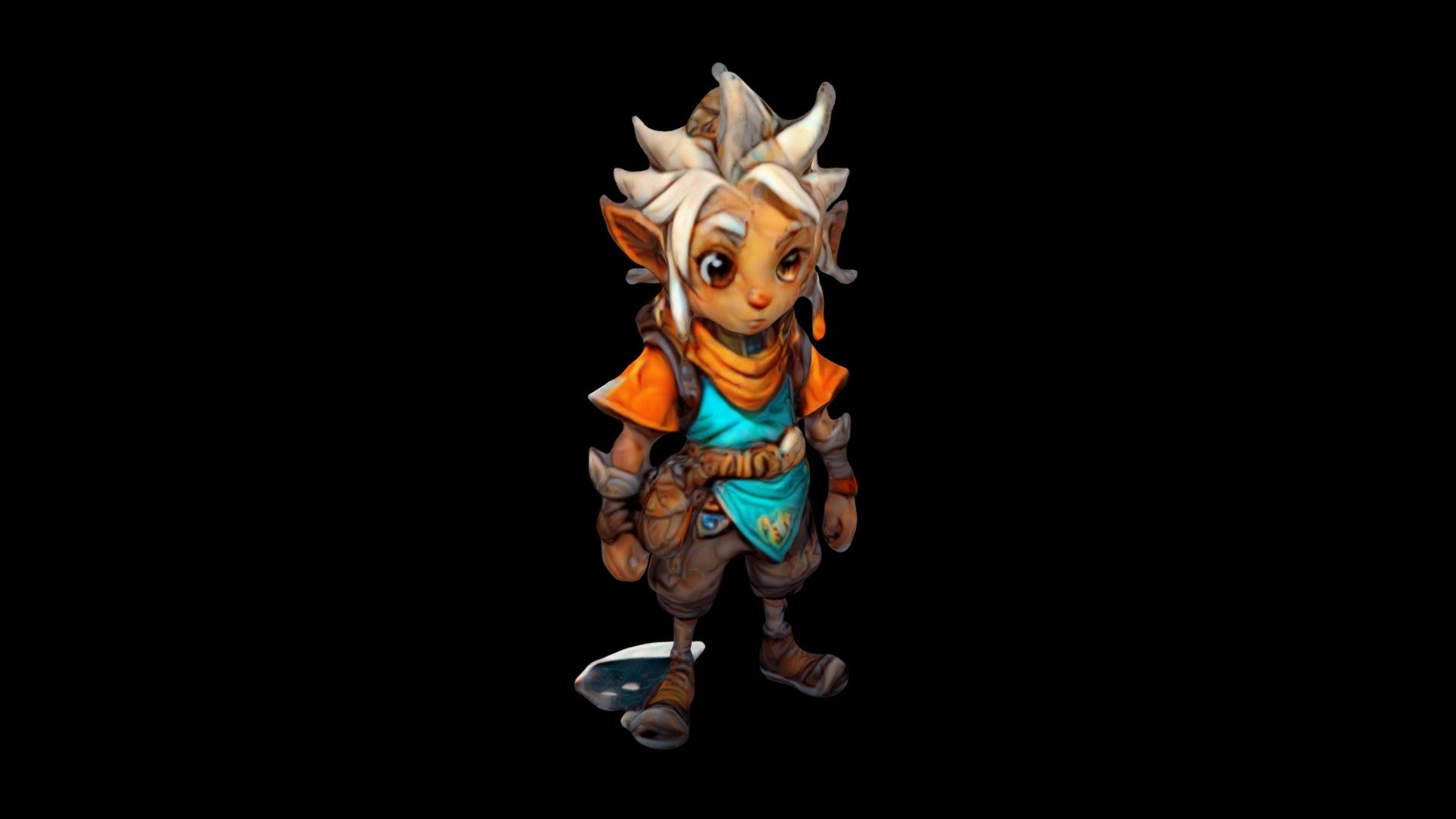 a white creature dressed in adventurer gear they - Download Free 3D ...