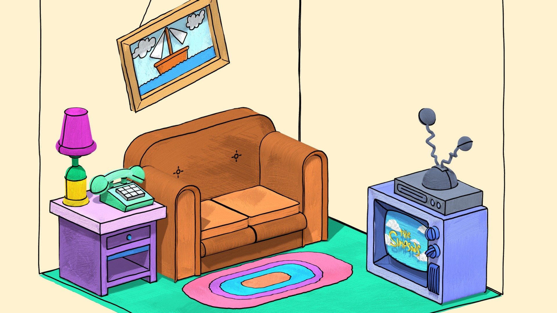 Simpsons Living Room - 3D model by ssummerr [093e22f] - Sketchfab