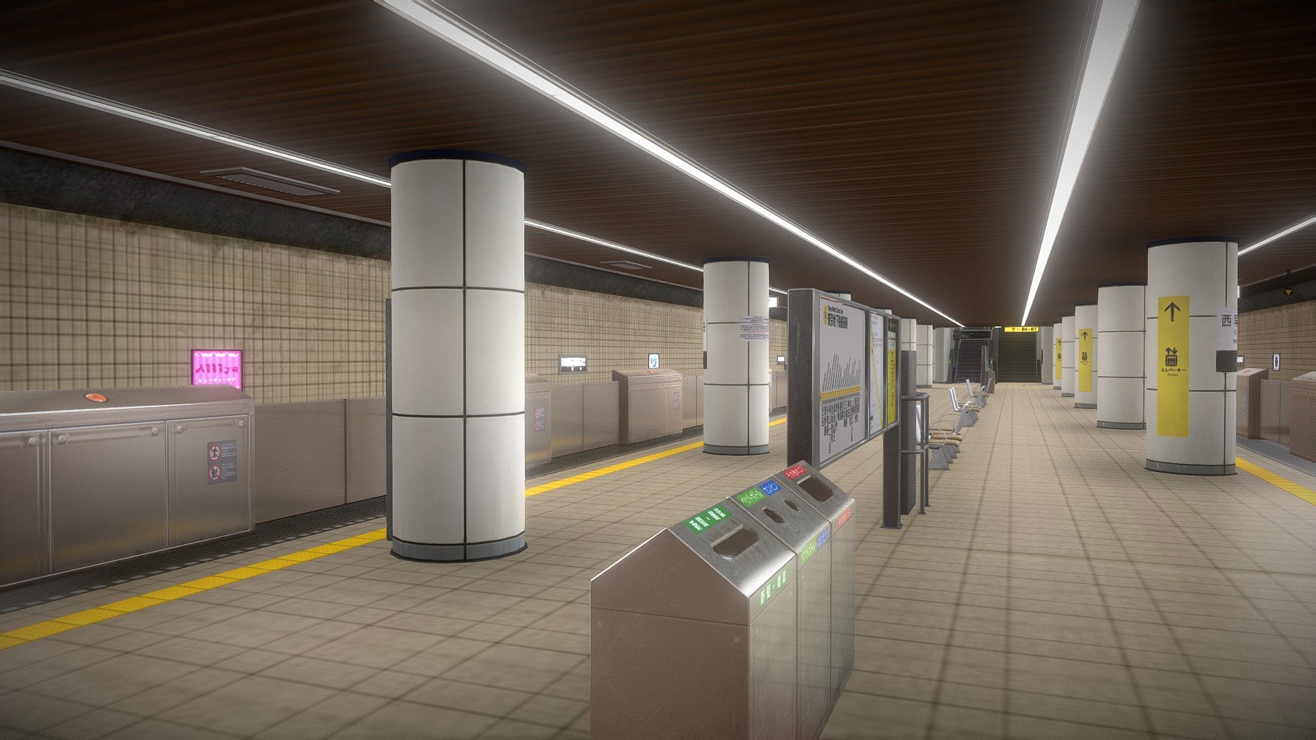 Japanese Subway Station Platform - Buy Royalty Free 3D model by animod ...