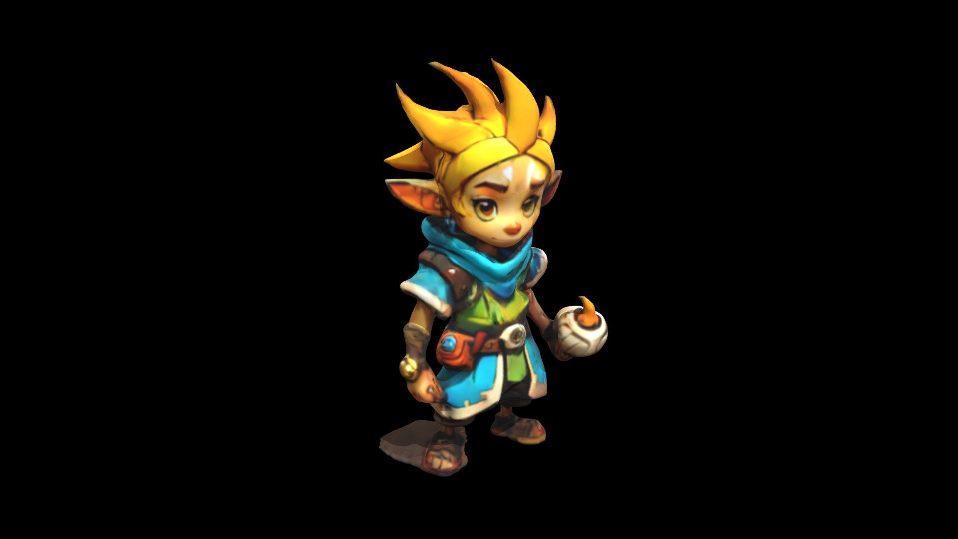 a cartoon character with a torch in his hand - Download Free 3D model ...