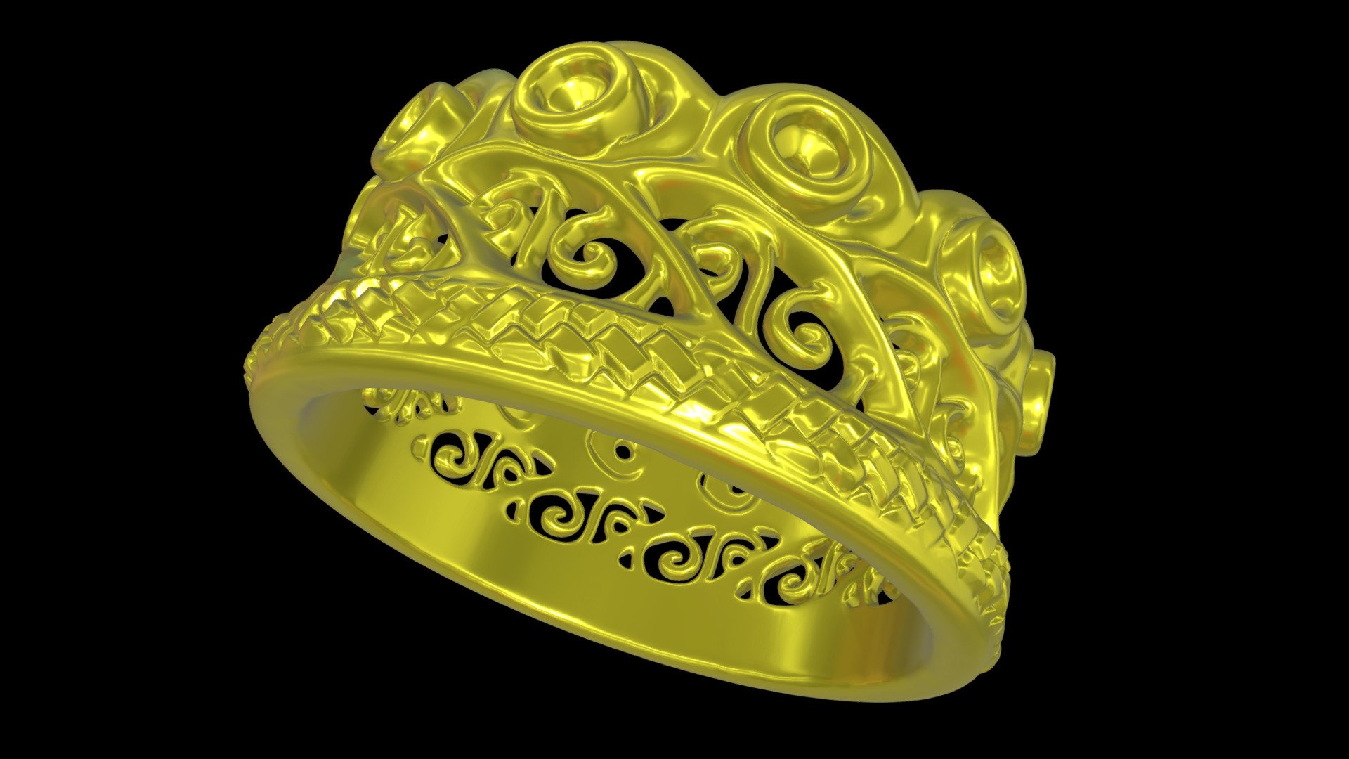 engraved gemstone crown ring 5 - Buy Royalty Free 3D model by ra ...
