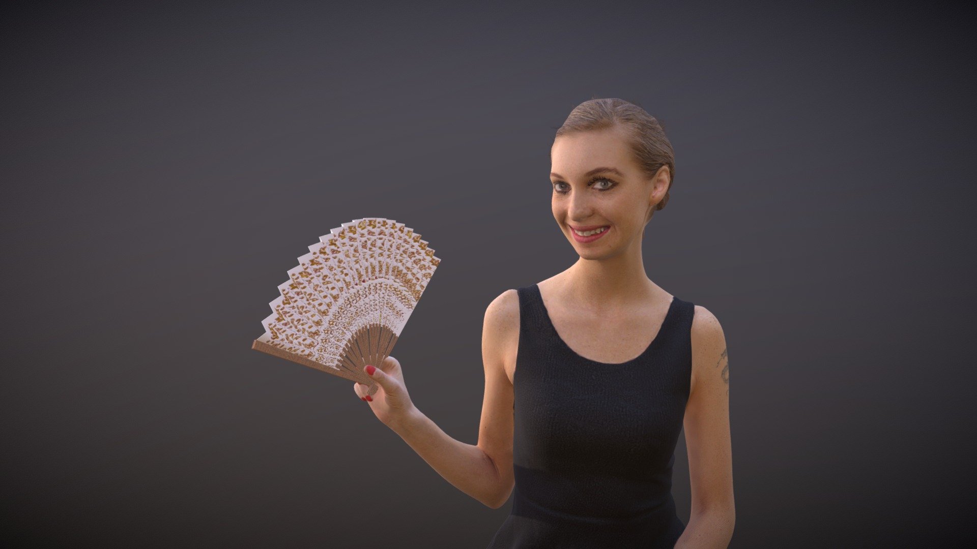 Casual Sitting Woman Waving a Fan Aspiration - Buy Royalty Free 3D ...