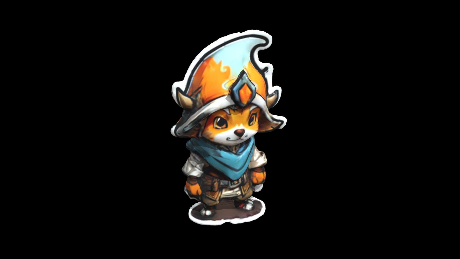 a cartoon drawing of a fox wearing a hat and - Download Free 3D model ...