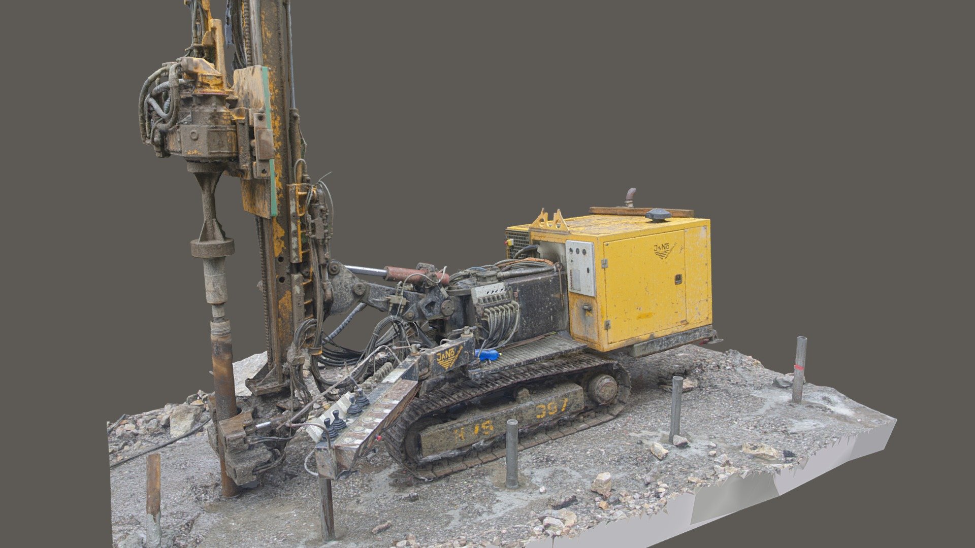 Dirty yellow drilling rig vehicle - Download Free 3D model by Оrрндп ...