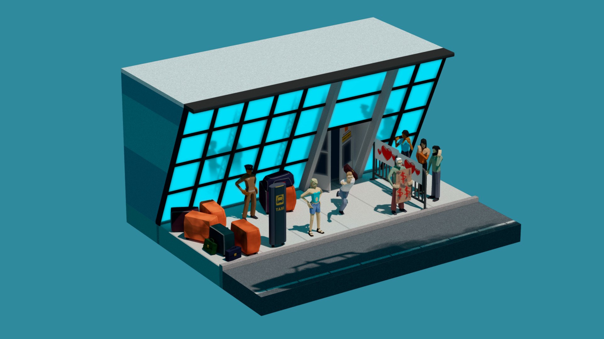 Airport Scene - 3D model by a.g.dyukarev [09bc912] - Sketchfab