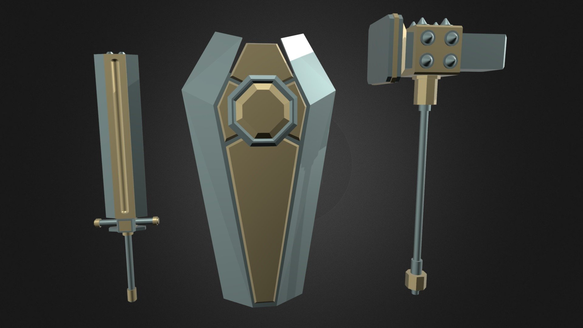 Low poly metal weapons - Download Free 3D model by Okayest [09c0335 ...