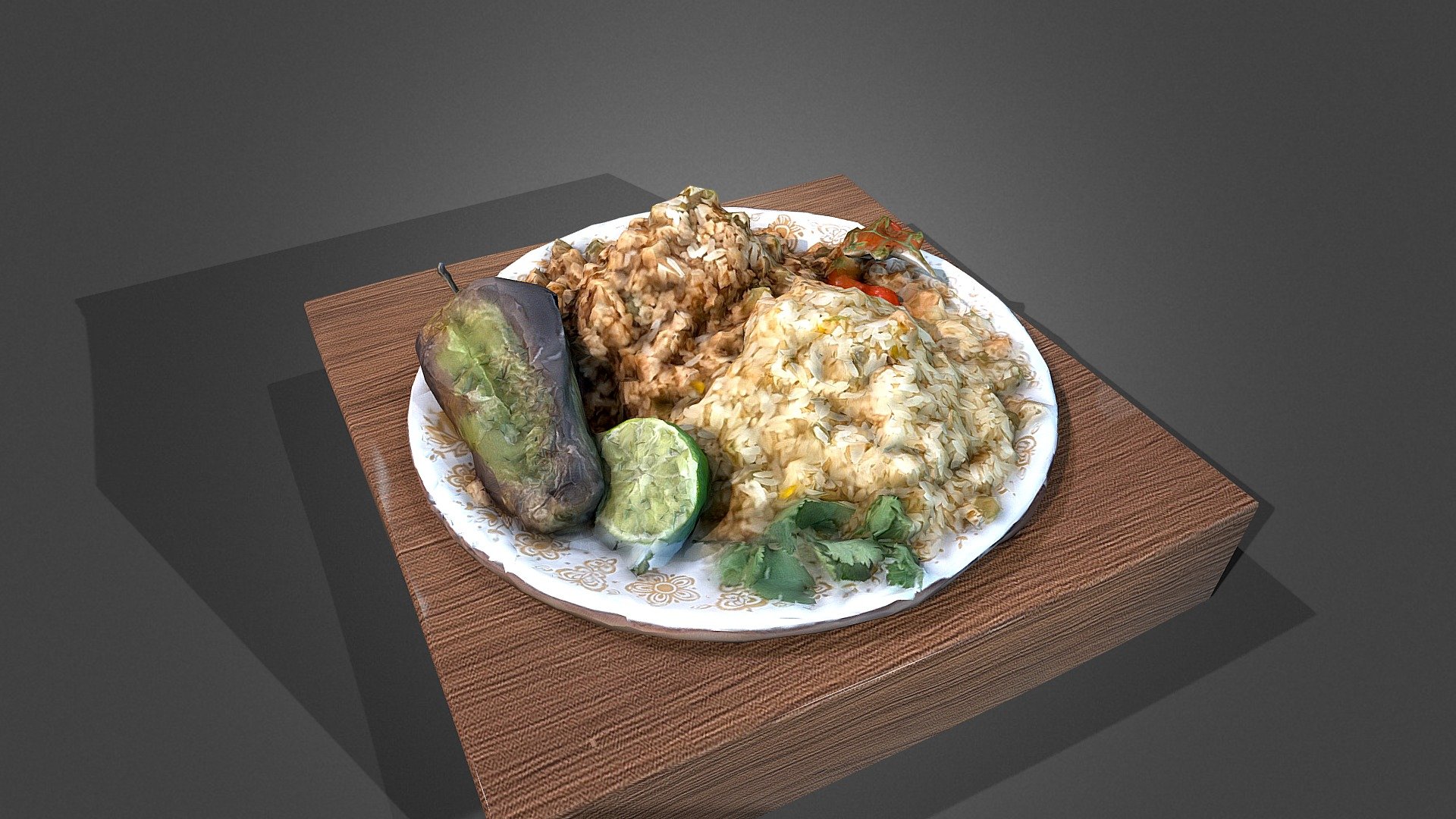 Food plate rice meat green paprika - comida - Buy Royalty Free 3D model ...