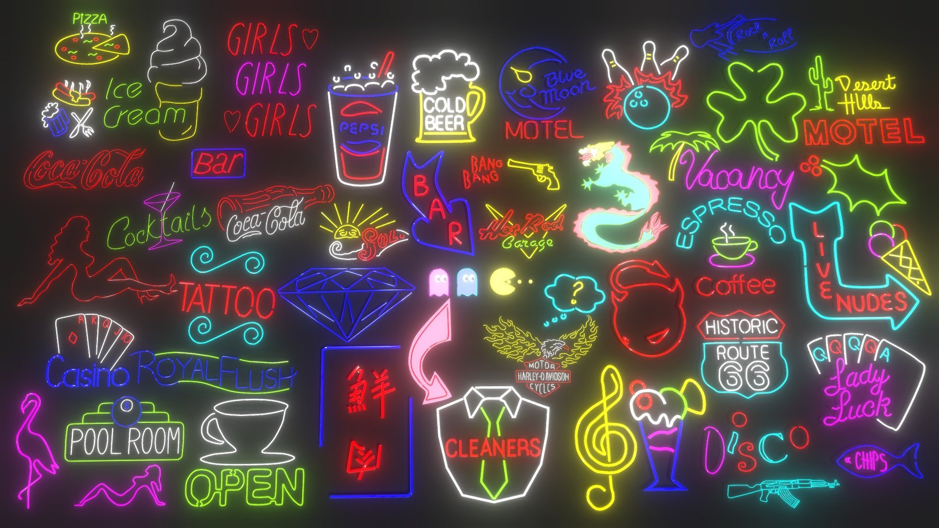 Neon Sign Collection - 3D model by Buncic [09d2f8e] - Sketchfab