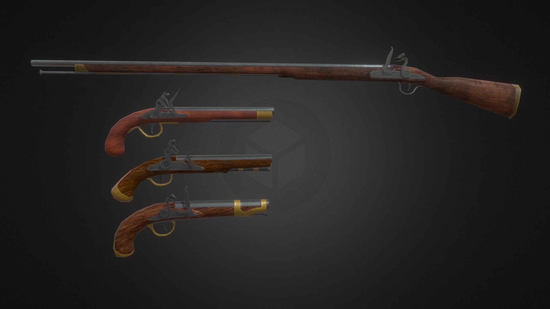 Flintlock Weapons Compilation - 3D model by Clo7er [09e5bdc] - Sketchfab