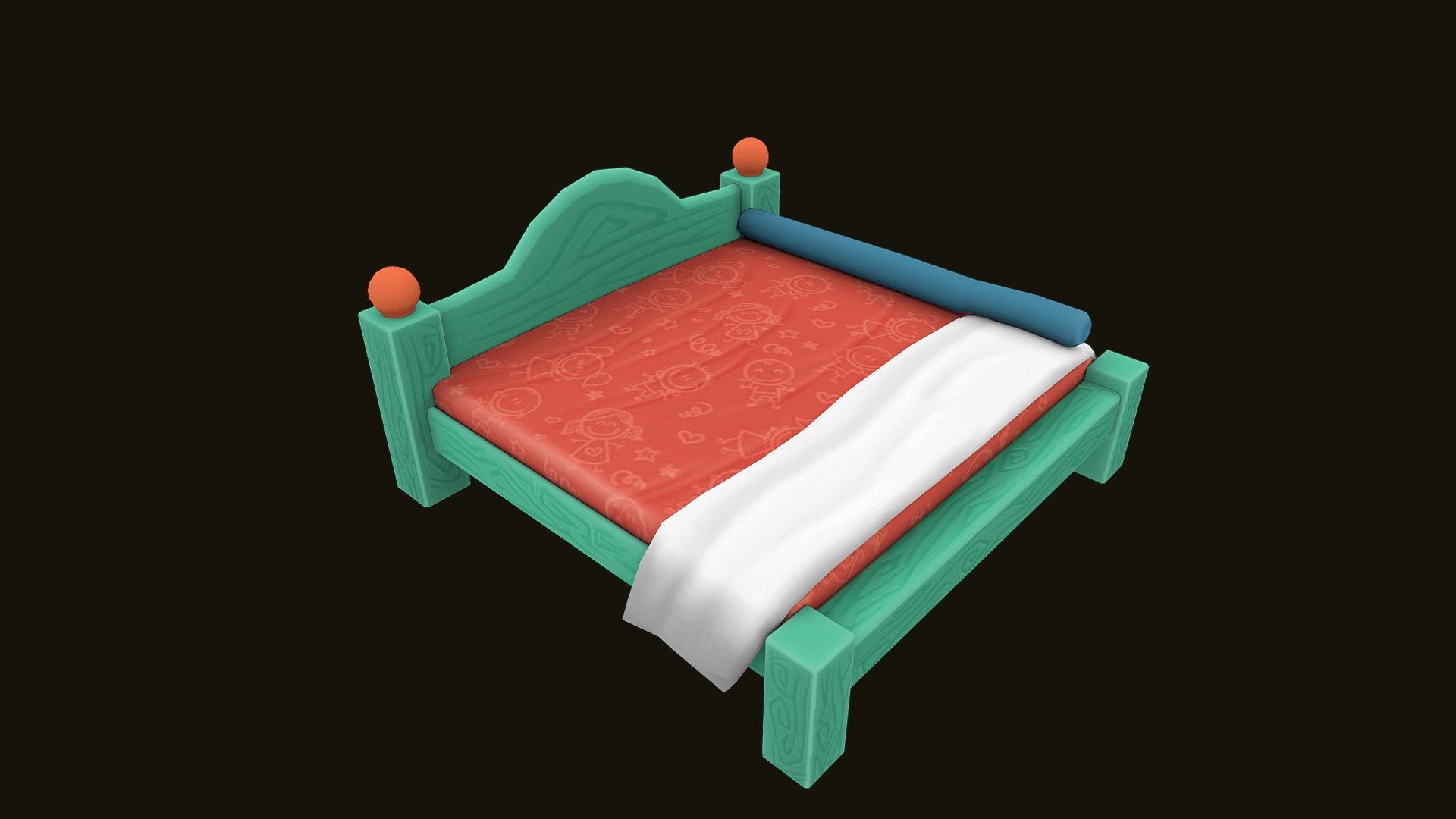 Bed for Kids Room - 3D model by Sumeet Arora (@ls.rightbrain) [0a0381e ...