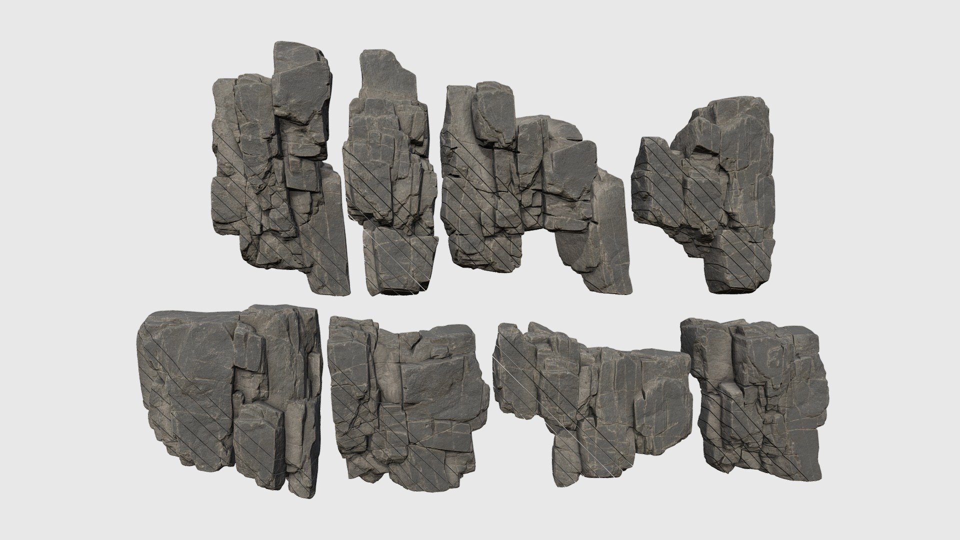 Low Poly Black Cracked Cliff Rock - Buy Royalty Free 3D model by Mega ...