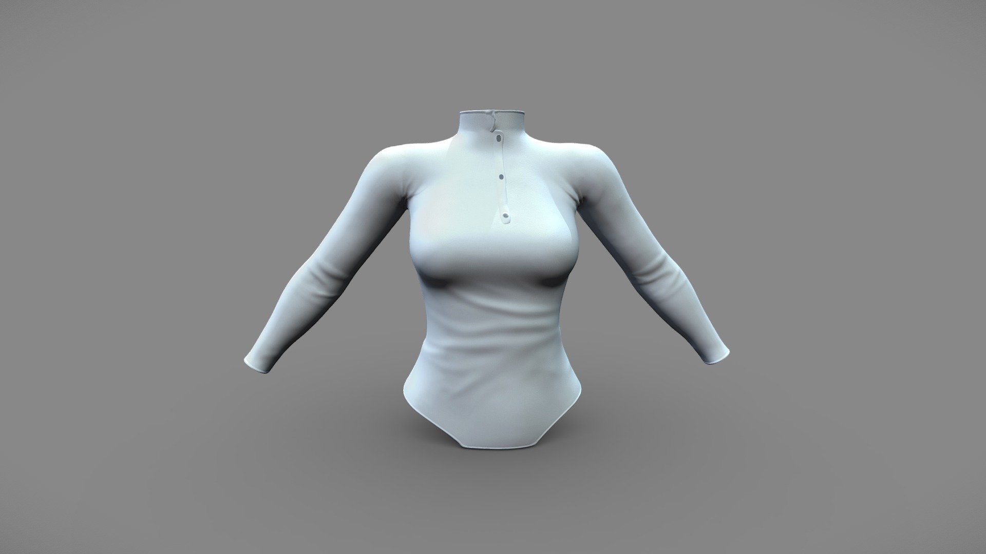 Female Long Sleeves High Neck Bodysuit Top - Buy Royalty Free 3D model ...