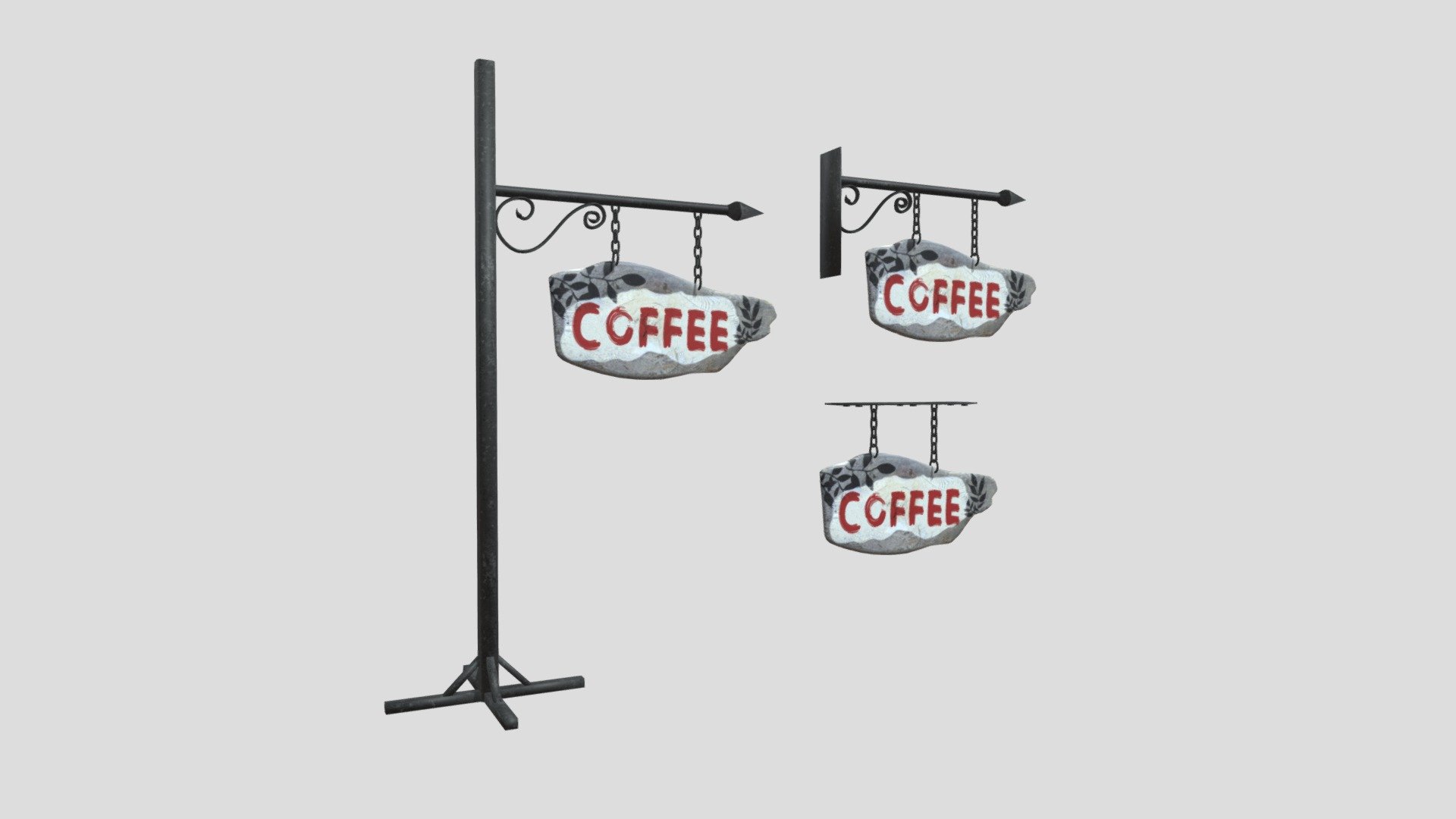3D old wooden coffee sign 02 - 3D model by nvere [0a40862] - Sketchfab