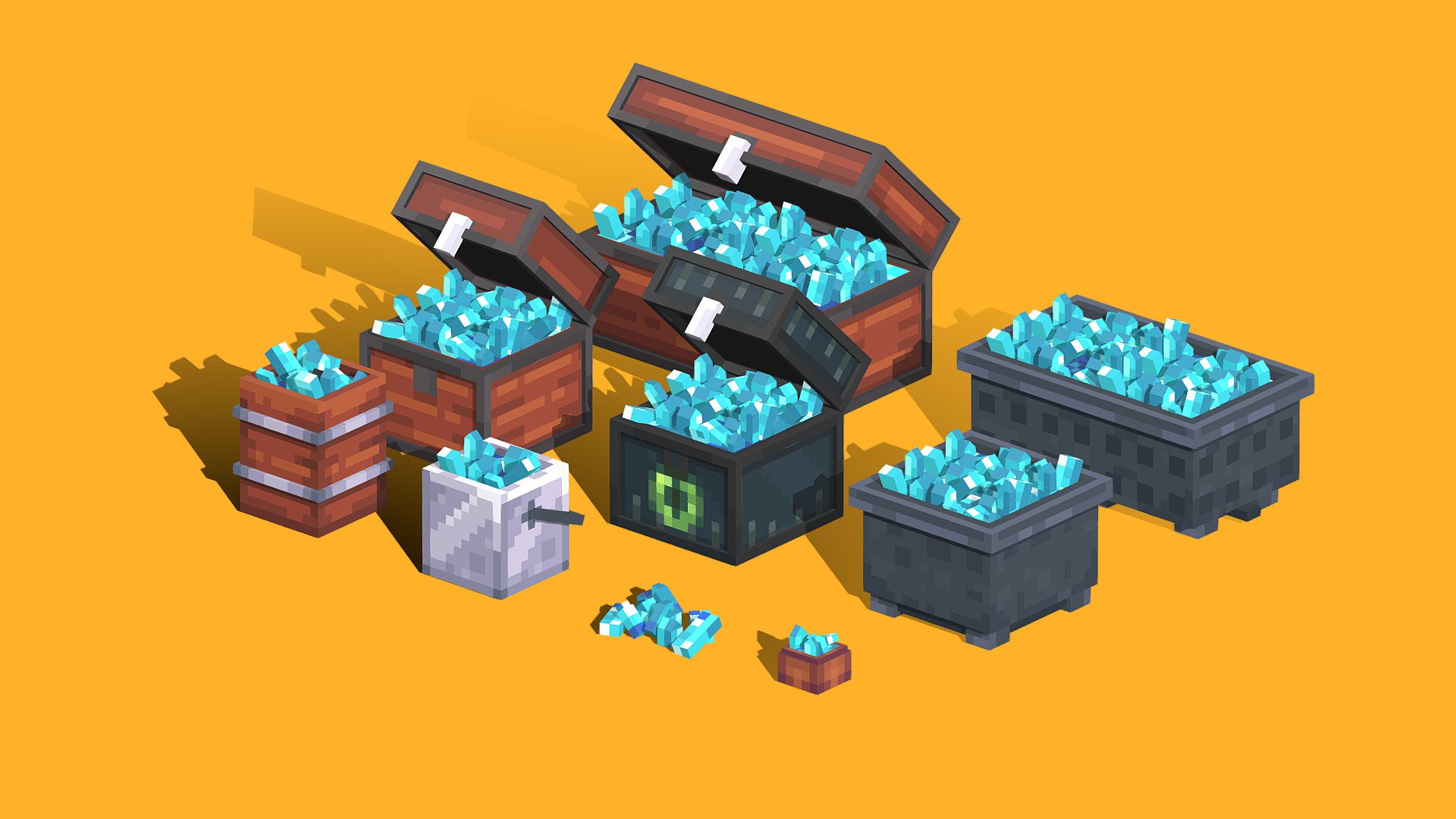 PixelMine | Diamond Shard Crates - 3D model by PixelMine [0a47df6 ...