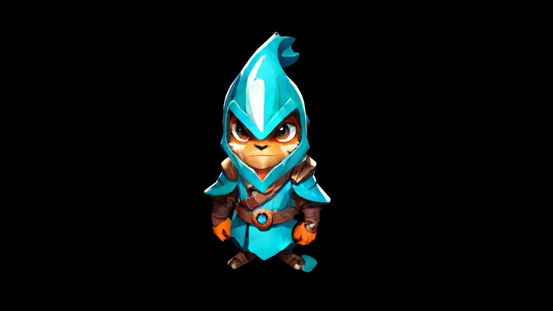 A cartoon creature in a blue hooded robe with a - Download Free 3D ...