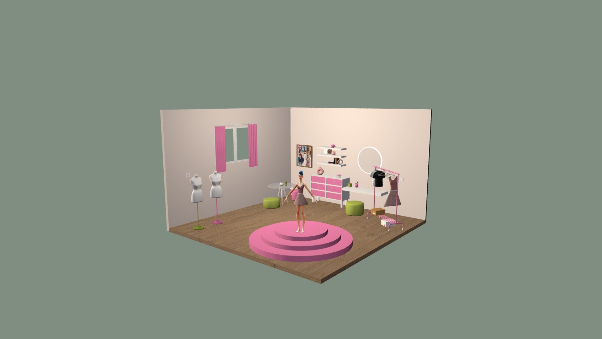 Isometric stylist room - 3D model by khloe_design [0a560e8] - Sketchfab
