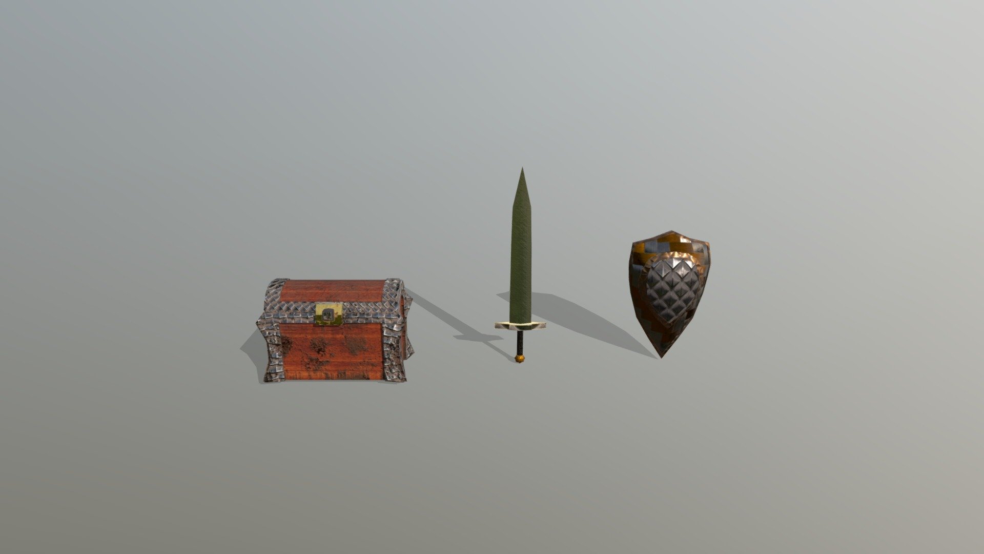 Fantasy Props (Sword, Shield, and Chest) - 3D model by mkmerino ...