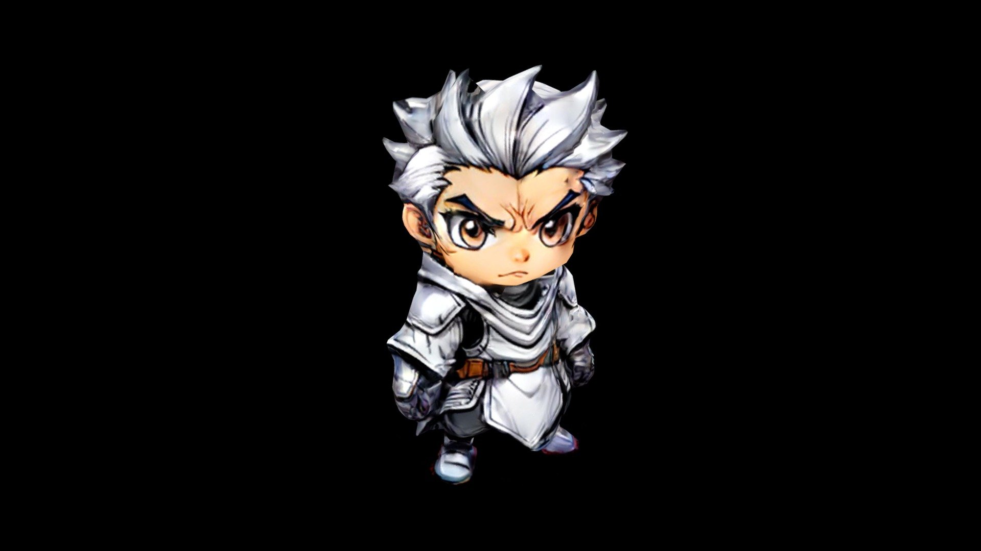 A chibi style character with white hair and a wh - Download Free 3D ...