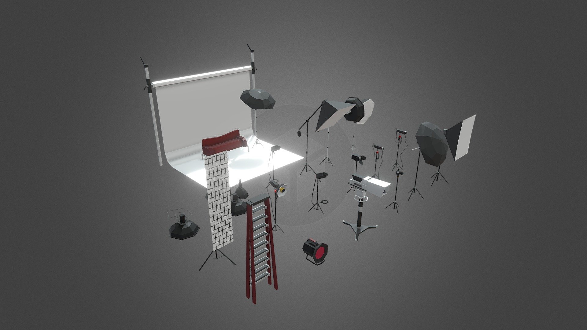 Photography Studio Equipment - Download Free 3D model by Low Poly ...