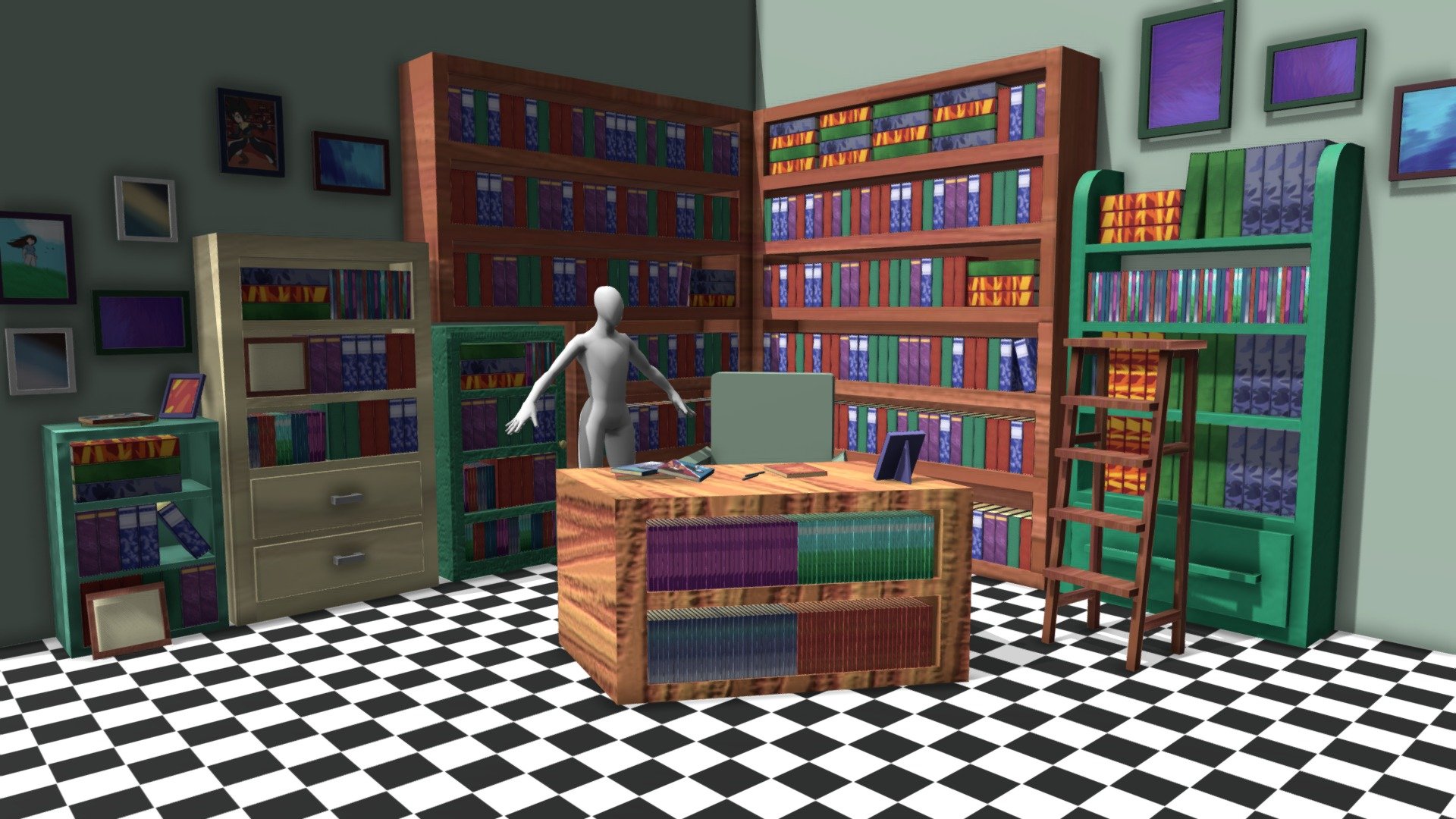 Mini Library Modeling & Texturing - 3D model by jeminmite [0a77216 ...