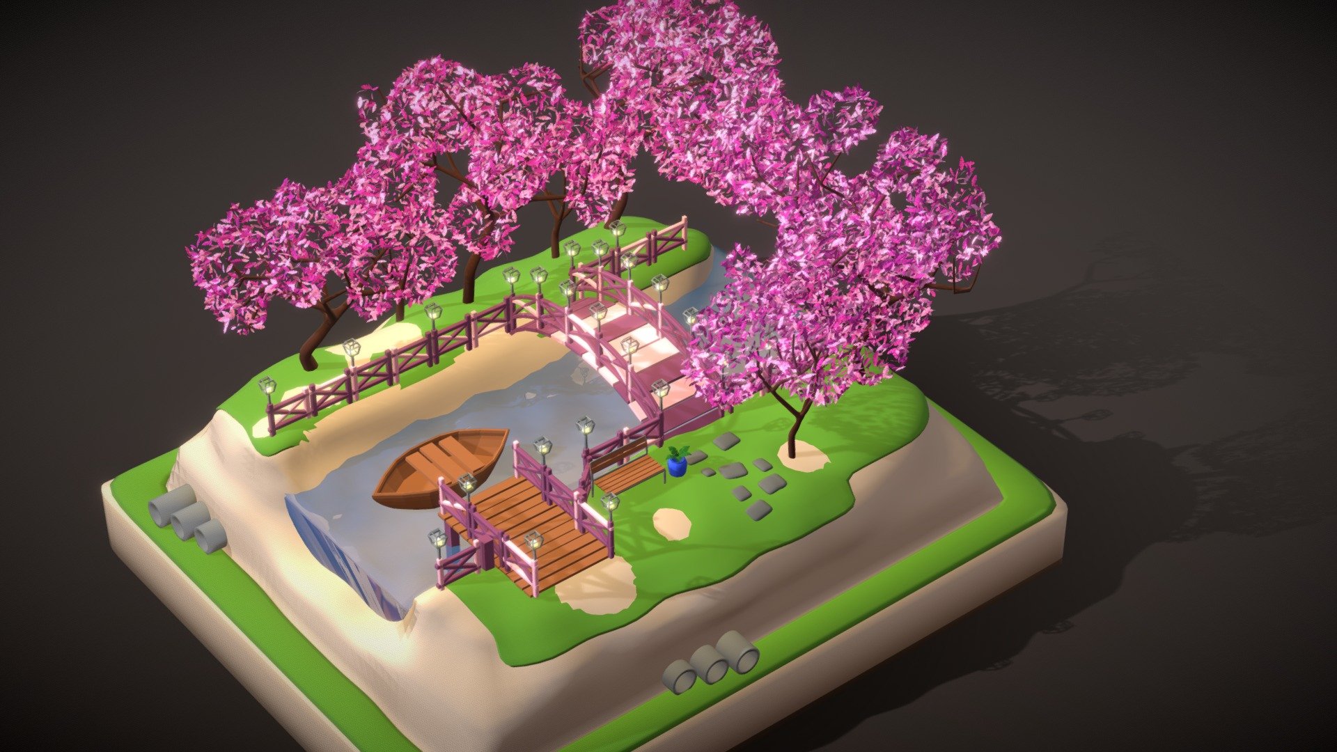 sakura tree nature scene - Download Free 3D model by shindedhirendra780 ...