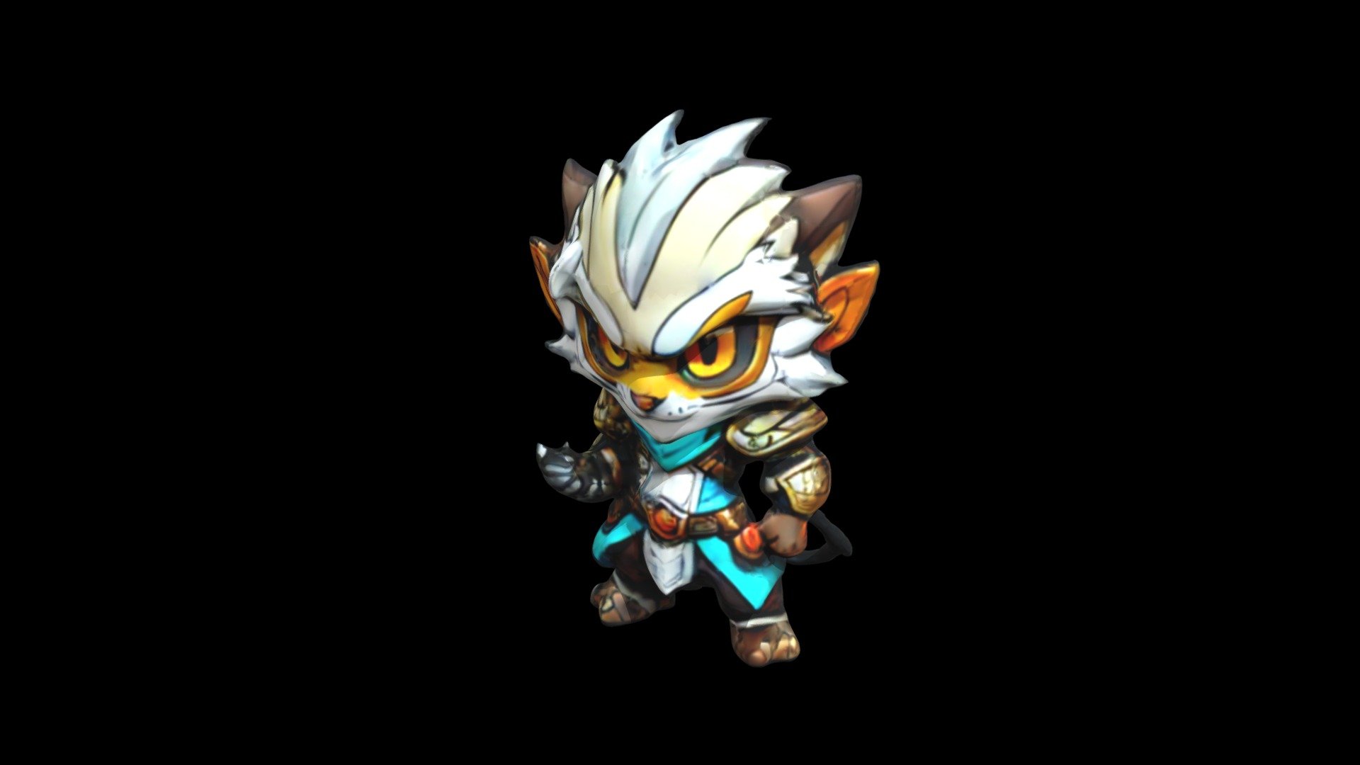 a cartoon drawing of a cat wearing armor - Download Free 3D model by ...