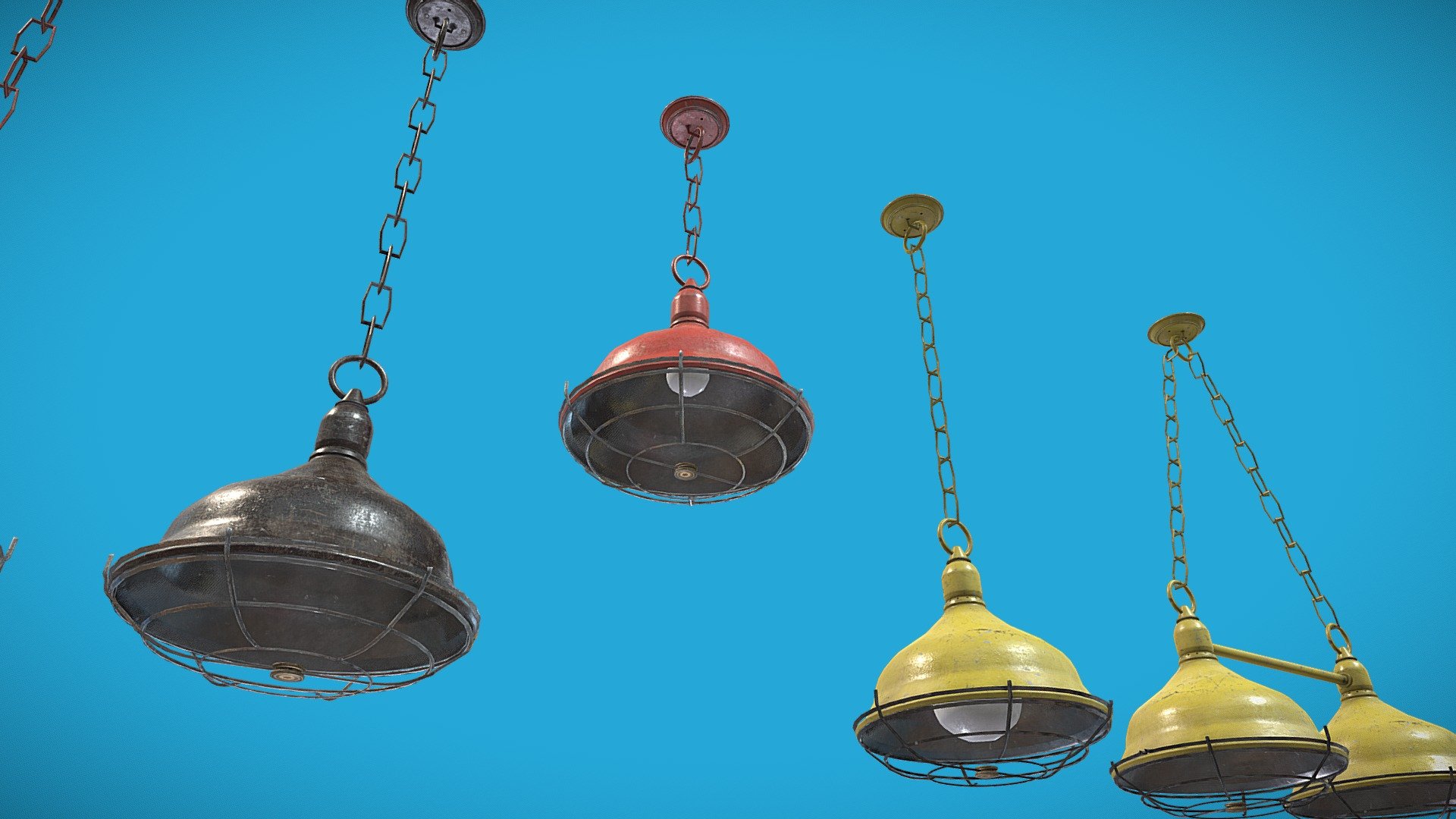 Industrial Hanging Ceiling Lights Type B - Download Free 3D model by ...